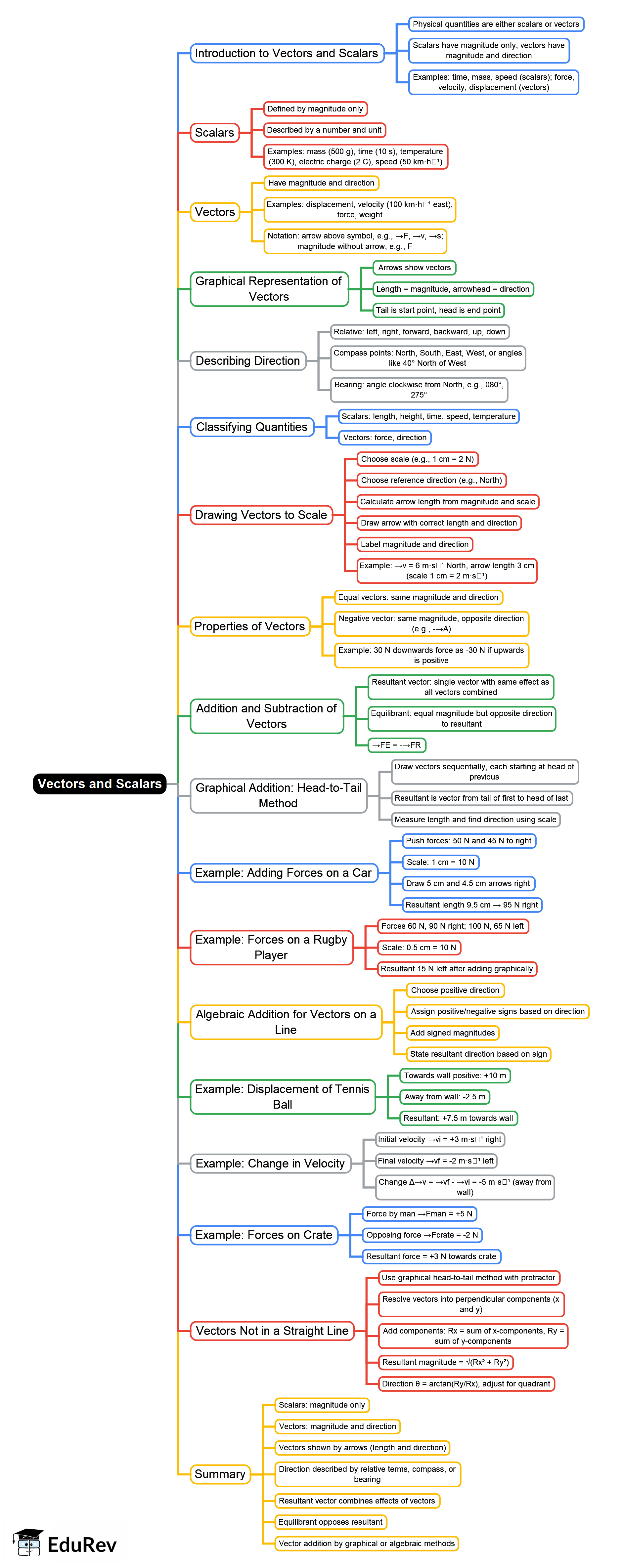 Mind Map: Vectors and Scalars - Grade 10 PDF Download
