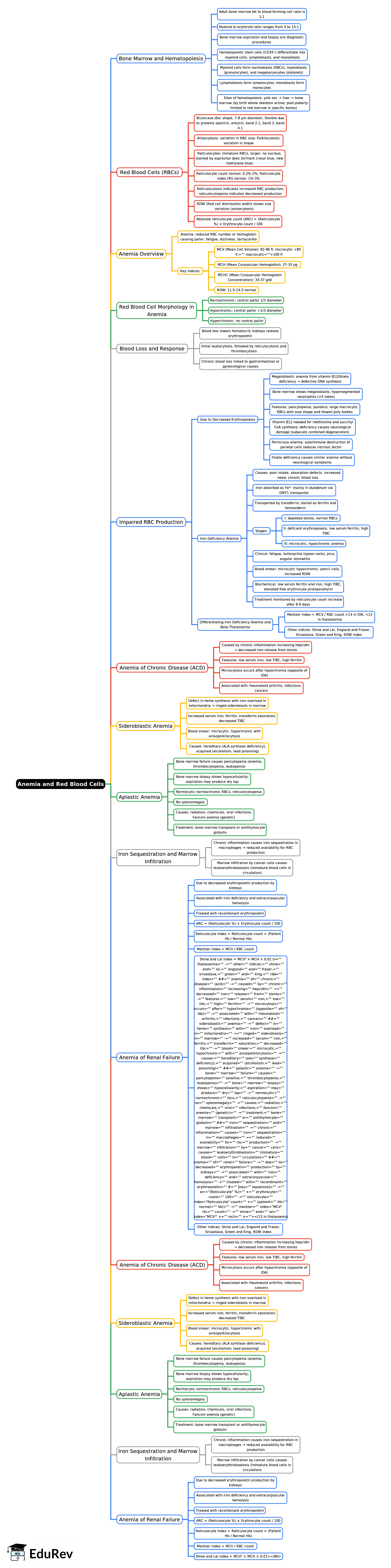 Anemia and Red Blood Cells -1 Mind Map - NEET PG Pathology PDF Download