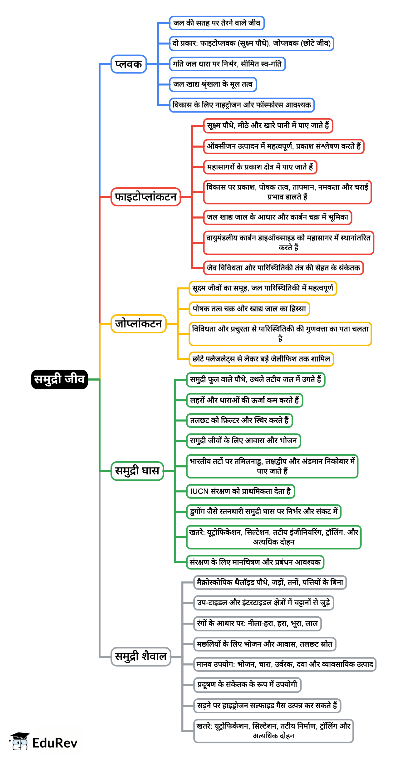 Mind Map: समुद्री जीवों - पर्यावरण (Environment) for UPSC CSE in Hindi ...