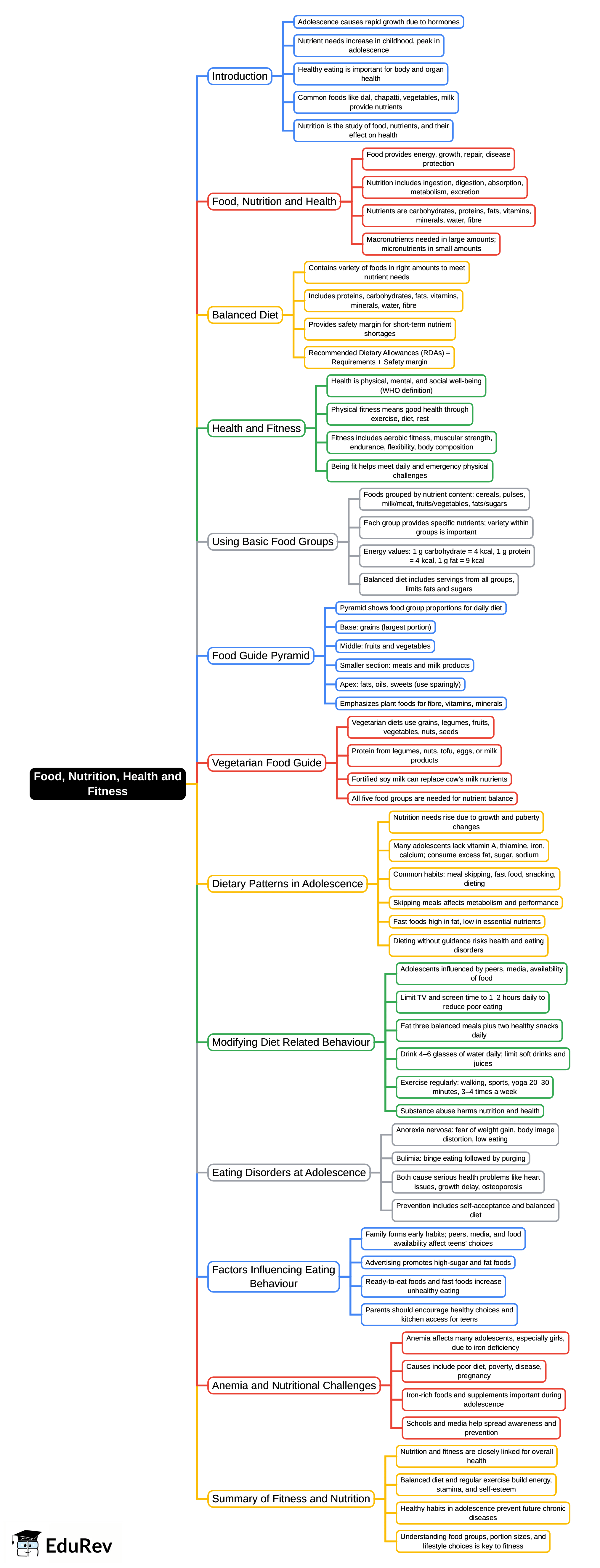 Food, Nutrition, Health and Fitness Mind Map - Humanities/Arts Home Science