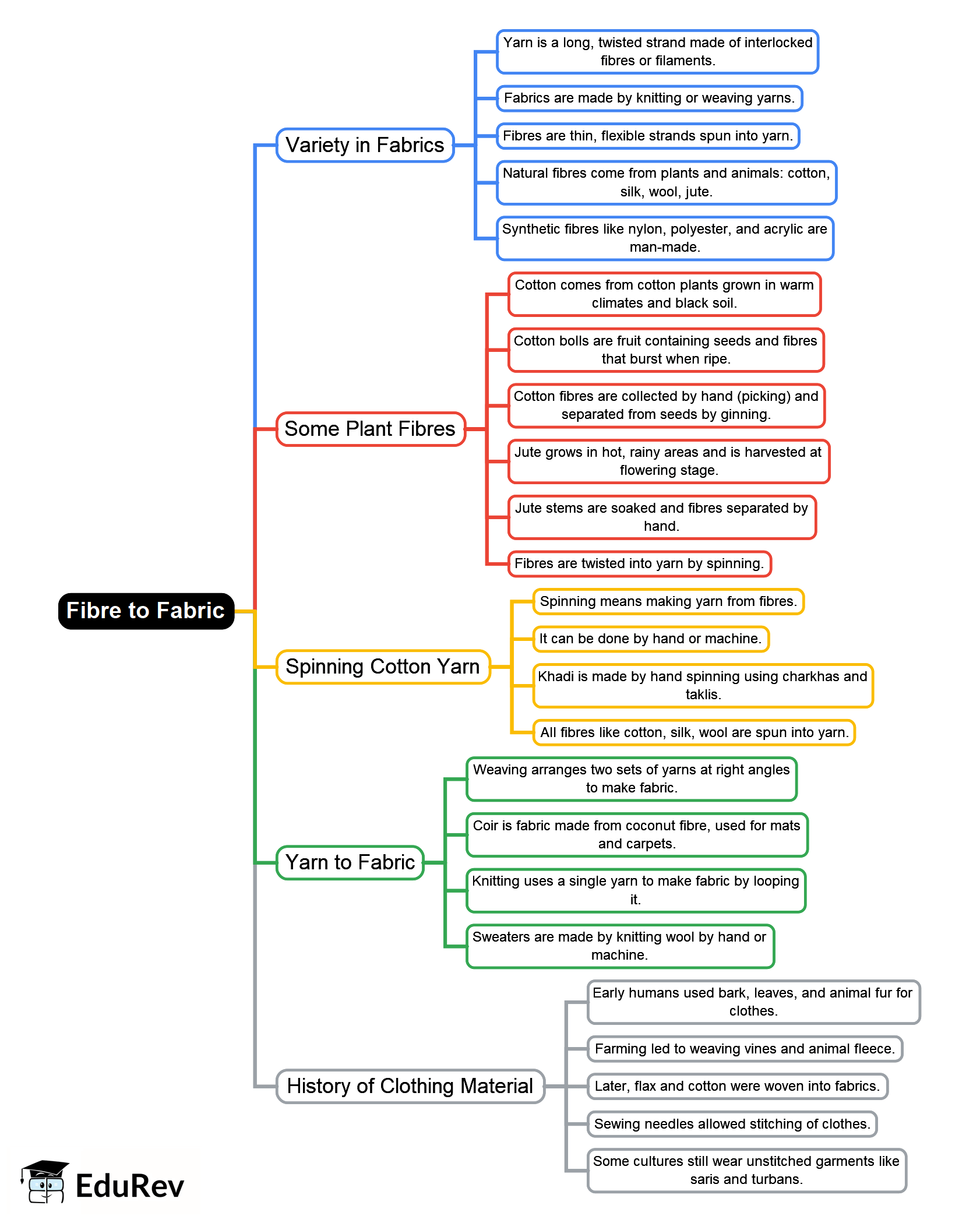 Mind Map: Fibre to Fabric - Class 6 PDF Download