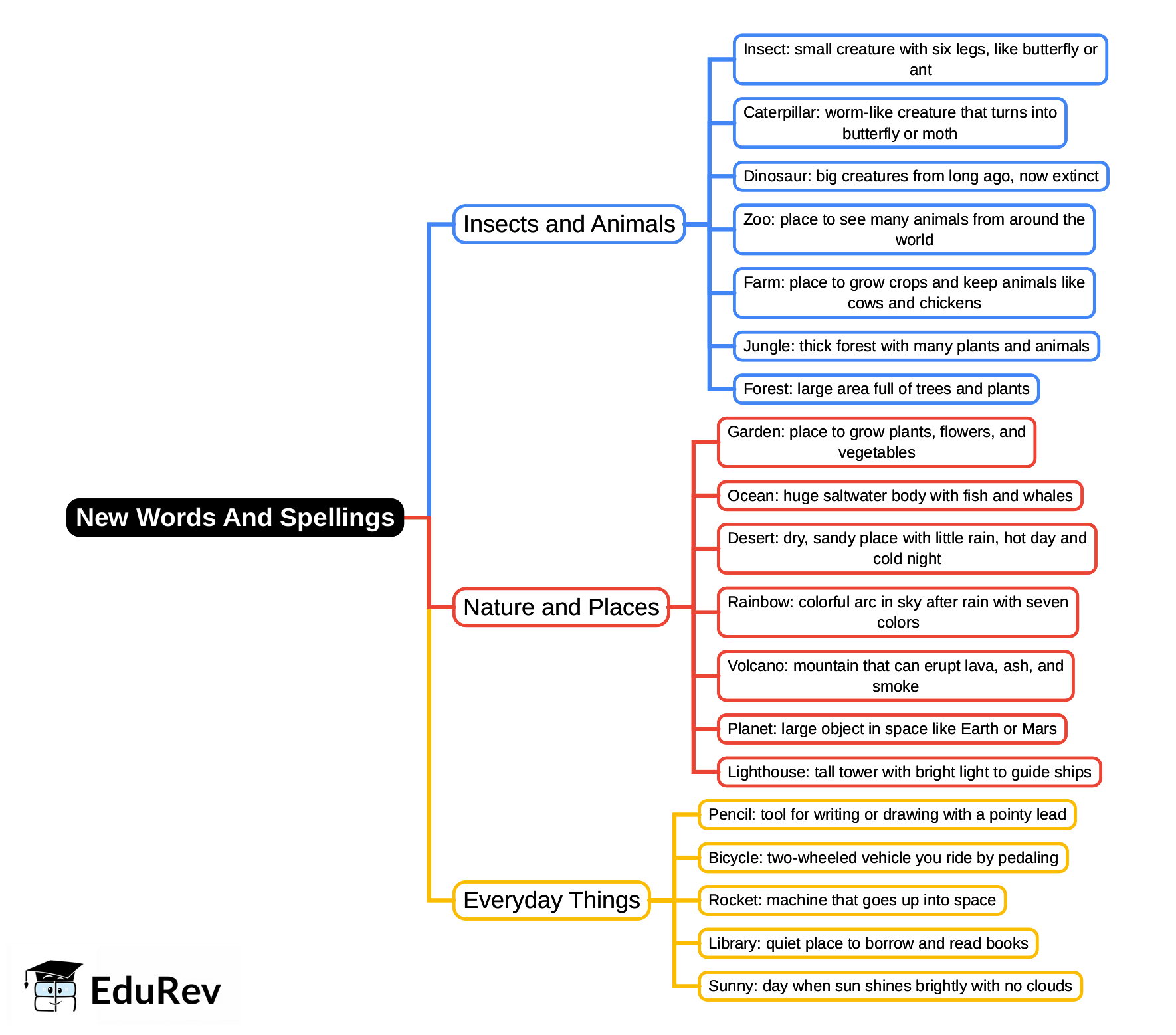 New Words And Spellings Mind Map - UKG PDF Download