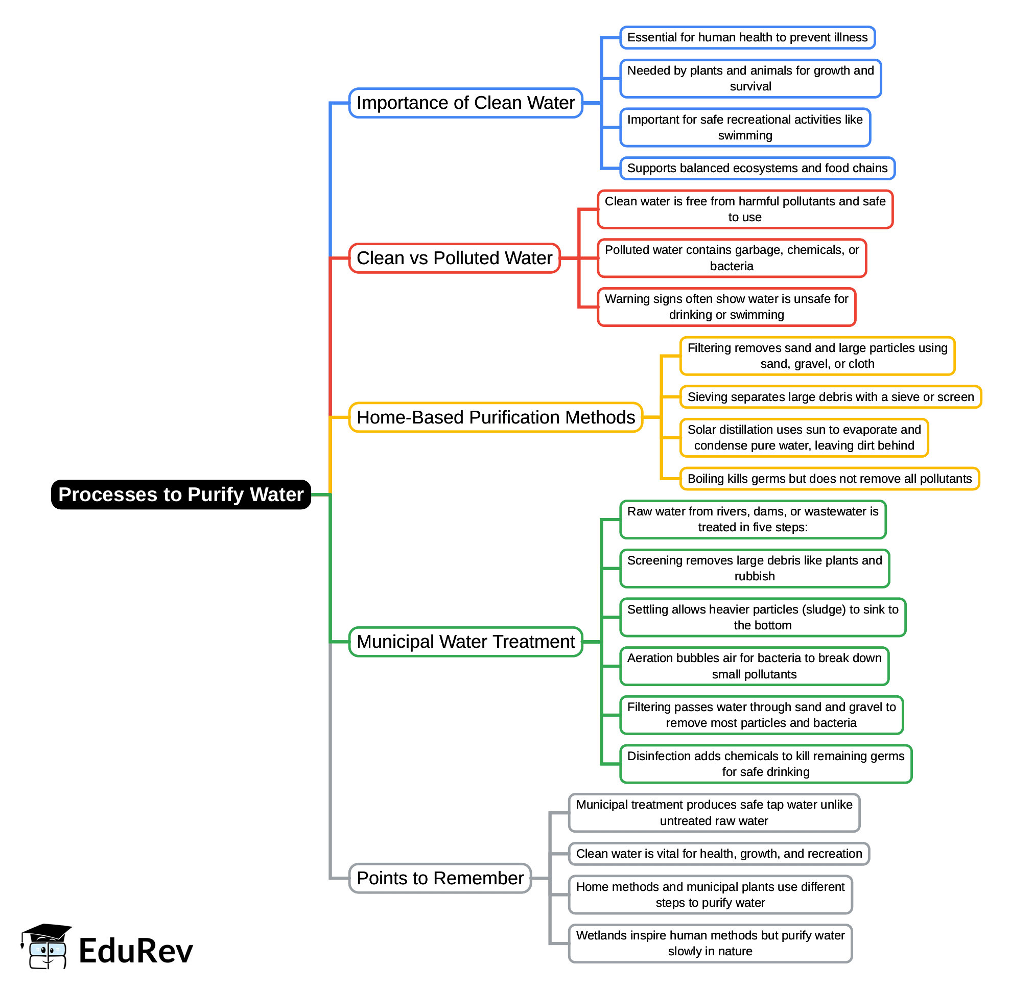 Mind Map: Processes to Purify Water - Grade 6 PDF Download