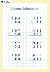 Worksheet: Subtraction - Class 3 PDF Download