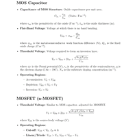Formula Sheet: MOSFET and MOS Capacitor - Electronic Devices ...