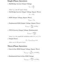 Formula Sheets: Inverters - Power Electronics - Electrical Engineering (EE) PDF Download