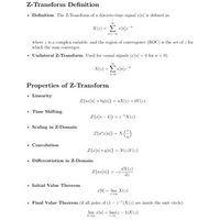 Formula sheet: Z-Transform - Digital Signal Processing - Electronics ...