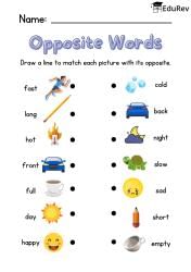 Visual Worksheets - Opposite Words - LKG PDF Download