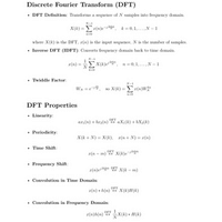 Formula sheet: DFT (Frequency Domain Sampling) - Digital Signal Processing - Electronics and ...
