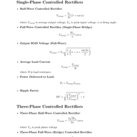 Formula Sheets: Phase Controlled Rectifiers - Power Electronics ...