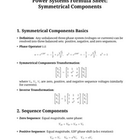 Formula Sheets: Symmetrical Components - Power Systems - Electrical Engineering (EE) PDF Download