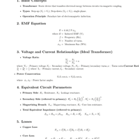 Formula Sheets: Transformer - Basic Electrical Technology - Electrical ...