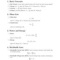 Formula Sheets: DC Circuit - Basic Electrical Technology - Electrical ...