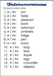 Visual Worksheet: Articles - Class 2 PDF Download
