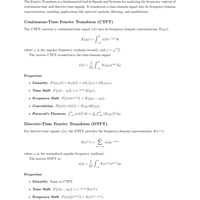 Short Notes: Fourier Transform in Signals and Systems - Signals and ...