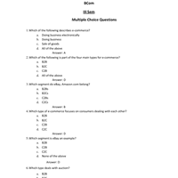Multiple Choice Questions: E‐Commerce, B.Com. - B Com PDF Download