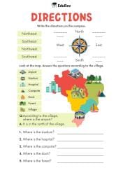 Maps And Directions Worksheet - Class 5 Mathematics - PDF with Answers CBSE