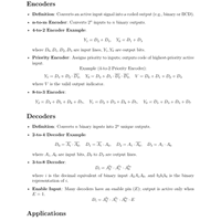 Formula sheet: Encoders and Decoders - Digital Circuits - Electronics ...