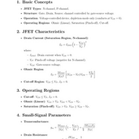 Formula Sheets: Junction Field Effect Transistors - Analog and Digital ...