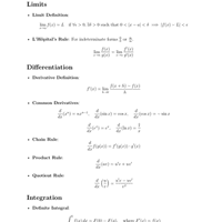 Formula Sheets Calculus - Engineering for Electrical Engineering ...