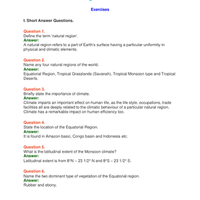 Selina Textbook Solutions Natural Regions of the World - Geography Class