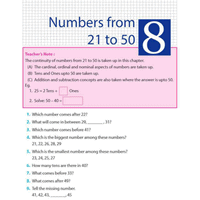 Printable Textbook Numbers from 21 to 50 - Level 1 - Class 1 PDF Download