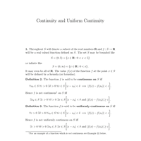 Continuity and Uniform continuity of a Function - UPSC PDF Download