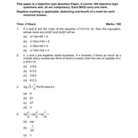 Quantitative Aptitude Model Test Paper - 2 (Qestions) - Mock Tests and ...