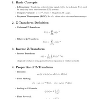 Formula Sheet: Z-Transform in Signals and Systems - Signals and Systems ...