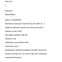 Disaster Management - Class 9 PDF Download
