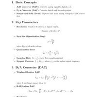 Formula Sheets: A/D and D/A Converters, Sample and Hold Circuit ...
