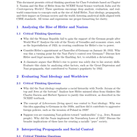 Critical Thinking Nazism and the Rise of Hitler - Social Studies (SST)