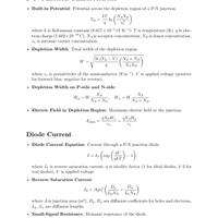 Formula Sheet: P-N Junction and Diodes - Electronic Devices ...