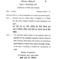 Business Law - Question Paper, Bachelor of Commerce(Hons.) - B Com PDF ...