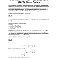 JEE Main Previous Year Questions (2025): Wave Optics - Physics for JEE Main and Advanced PDF ...