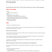 Notes of Ch 3 Water Resources - Class 10 PDF Download
