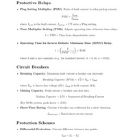 Formula Sheets: Switchgear and Protection - Power Systems - Electrical Engineering (EE) PDF Download