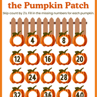 Printable Worksheet: Skip Counting in the Pumpkin Patch - Maths for UKG ...