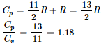 Calculate γ (ratio of Cp and Cv) for triatomic linear gas at high ...