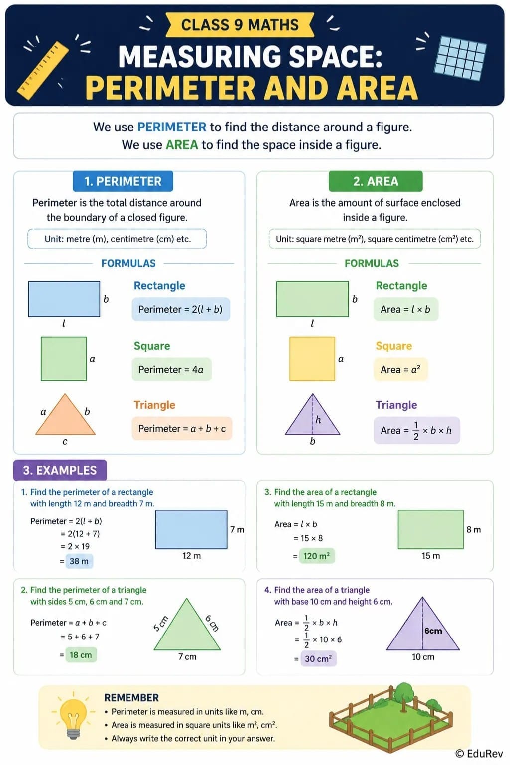 Infographics Measuring Space Perimeter and Area - Maths Class 9 - New NCERT