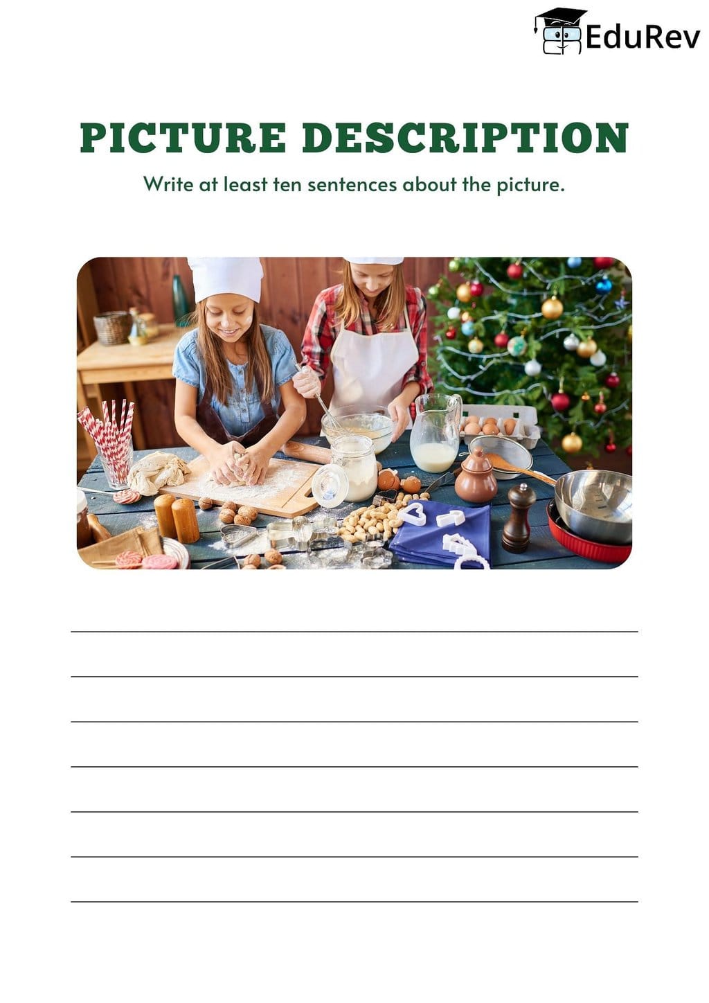 Practice Worksheet: Picture Description - 2 - English Grammar Class 5 ...