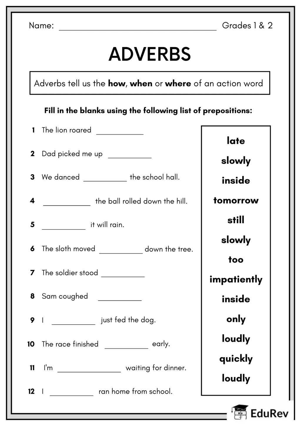 Adverbs Worksheet Pdf 289x409