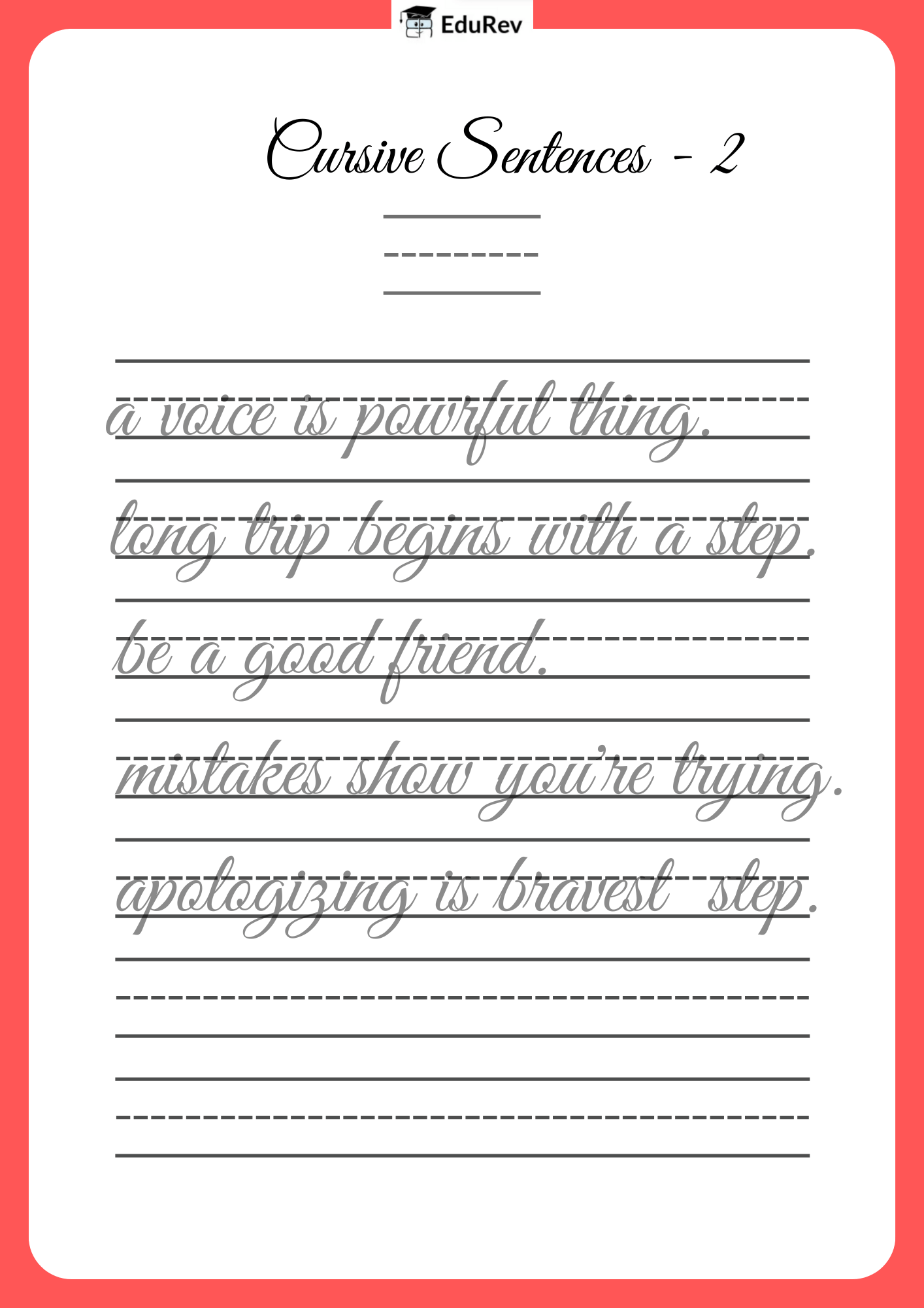 Printable Worksheet: Cursive Sentences- 2 - Cursive Writing Course ...