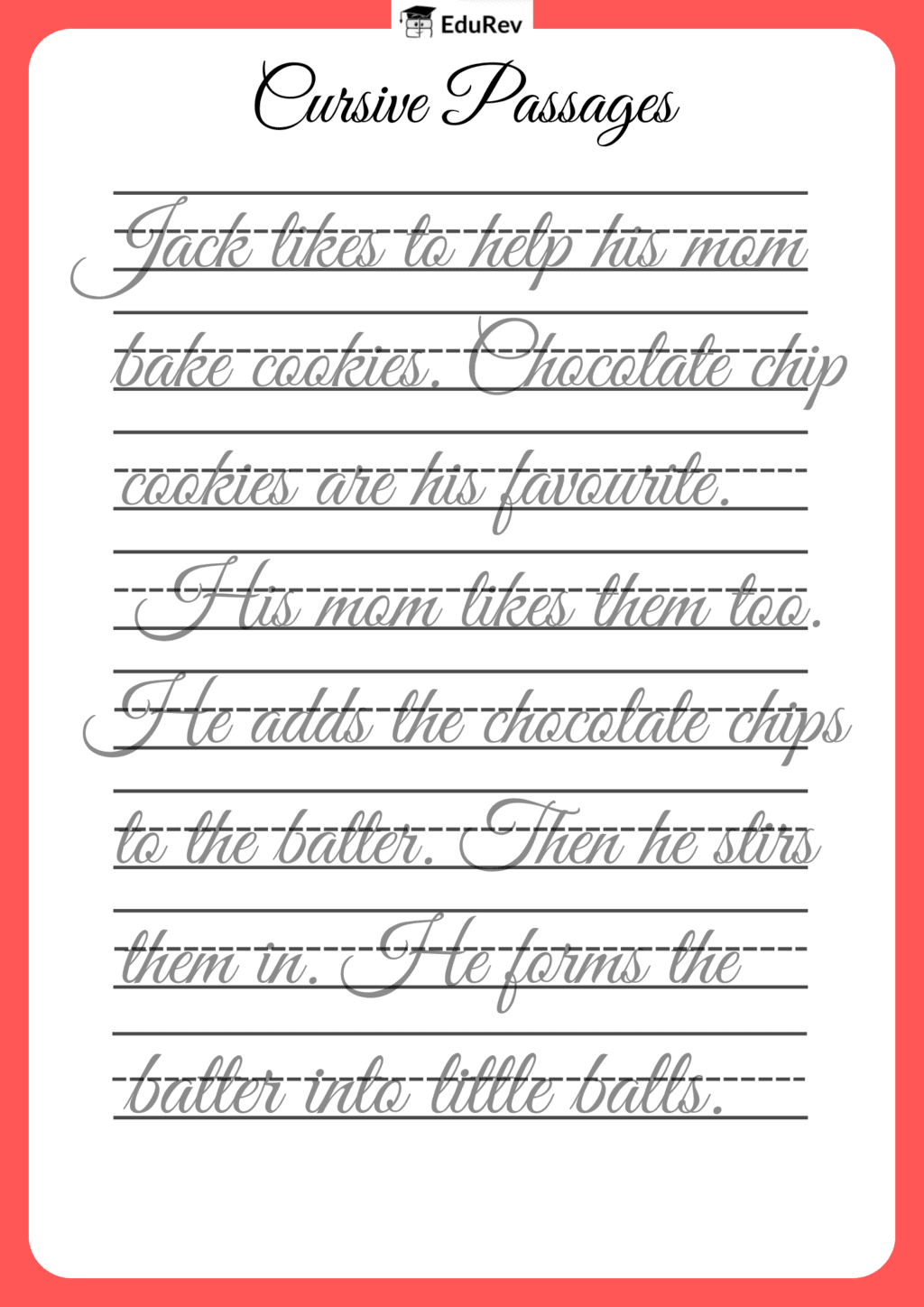 Printable Worksheet: Cursive Passages - Cursive Writing Course-Improve ...