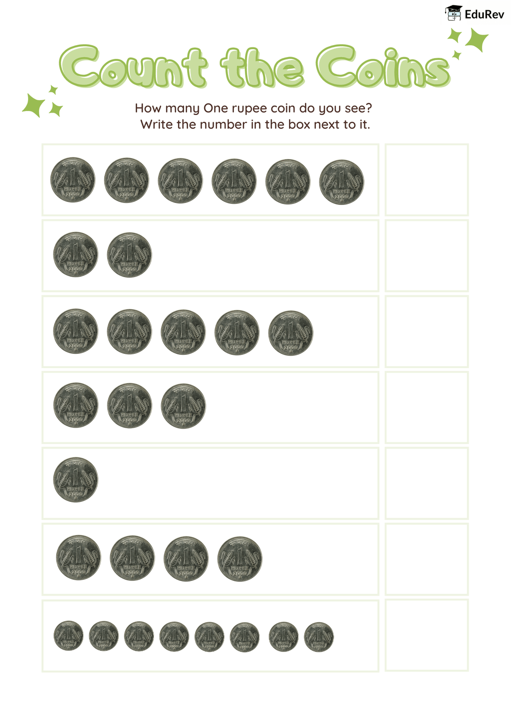 Printable Coins Worksheets