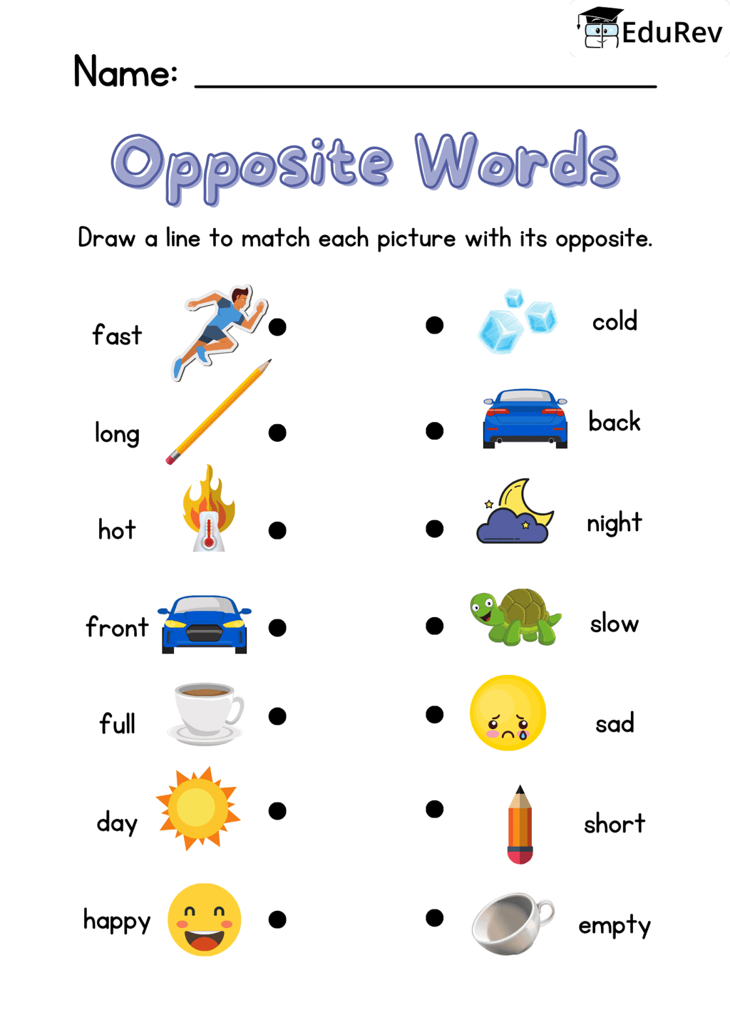 Visual Worksheets - Opposite Words - LKG PDF Download