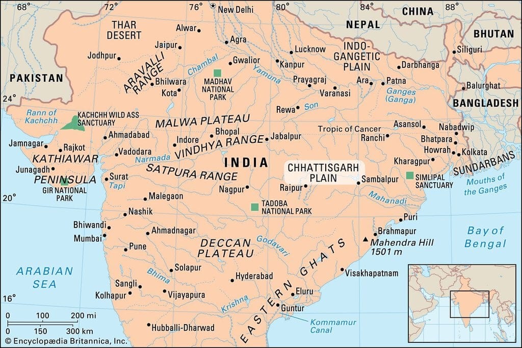 Chhattisgarh Geographical Location, Relief, and Structure - Chhattisgarh