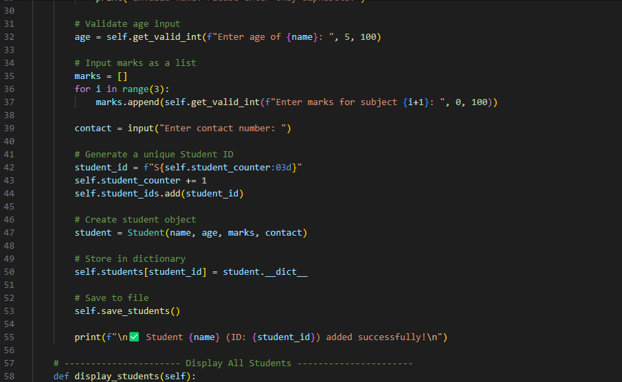 Complete Project Code Student Management System - Basics of Python ...