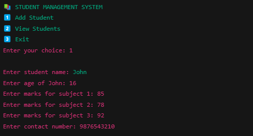 Complete Project Code Student Management System - Basics of Python ...
