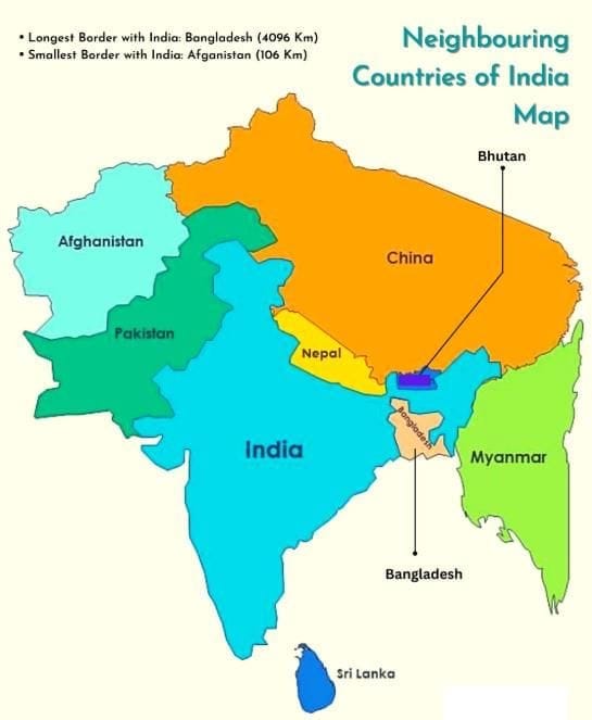 India: Location, Extent and its Neighbours Chapter Notes - Social ...